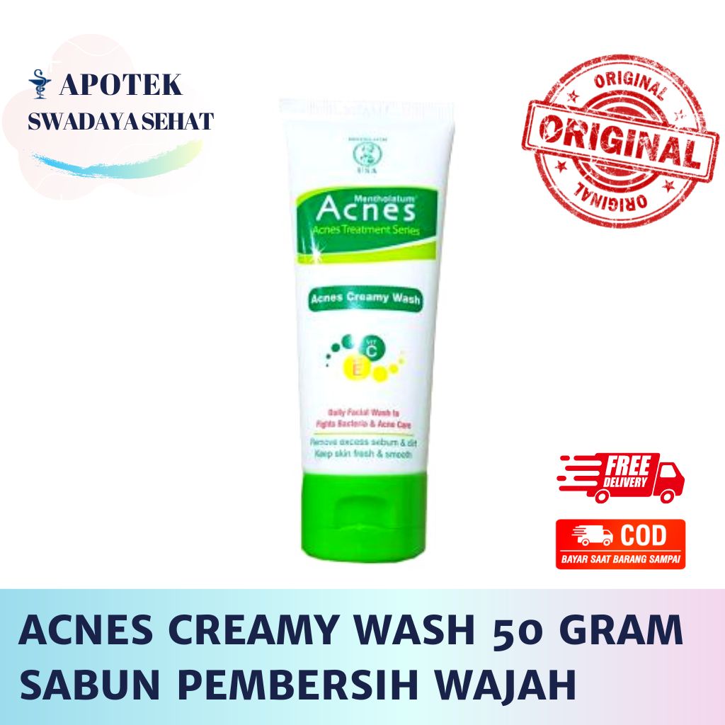 Jual ACNES CREAMY WASH 50 GRAM - Sabun Pembersih Wajah Pencuci Muka ...