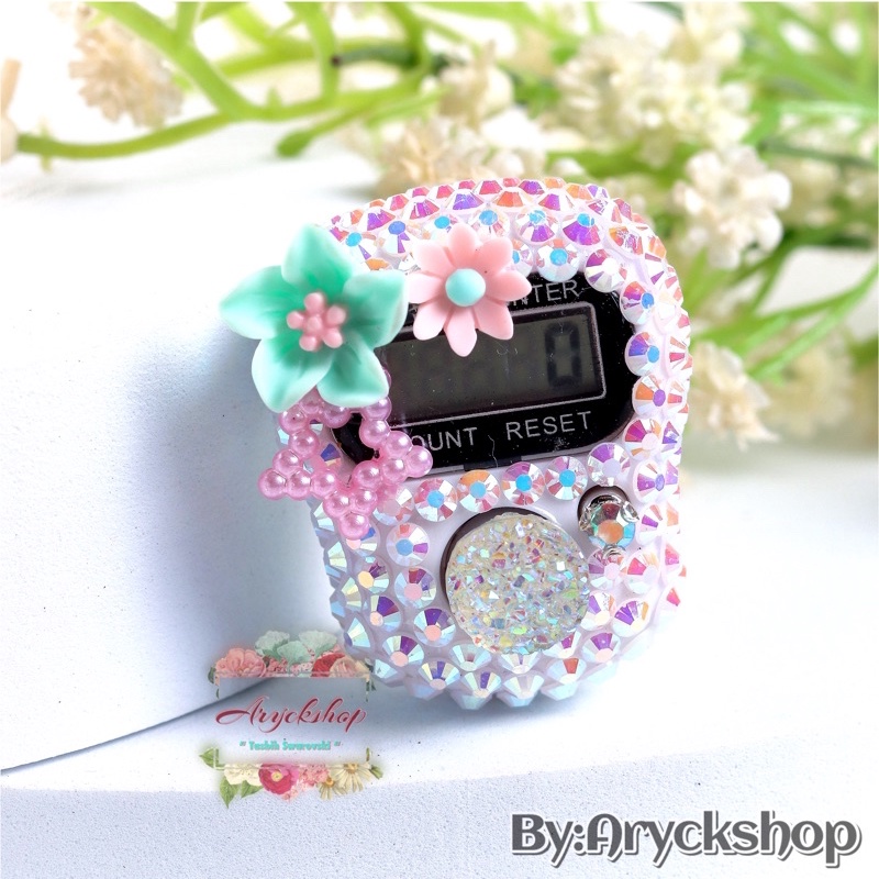 Jual AB PUTIH BUNGA Tasbih Hias Diamond Digital Souvenir Cantik Haji ...