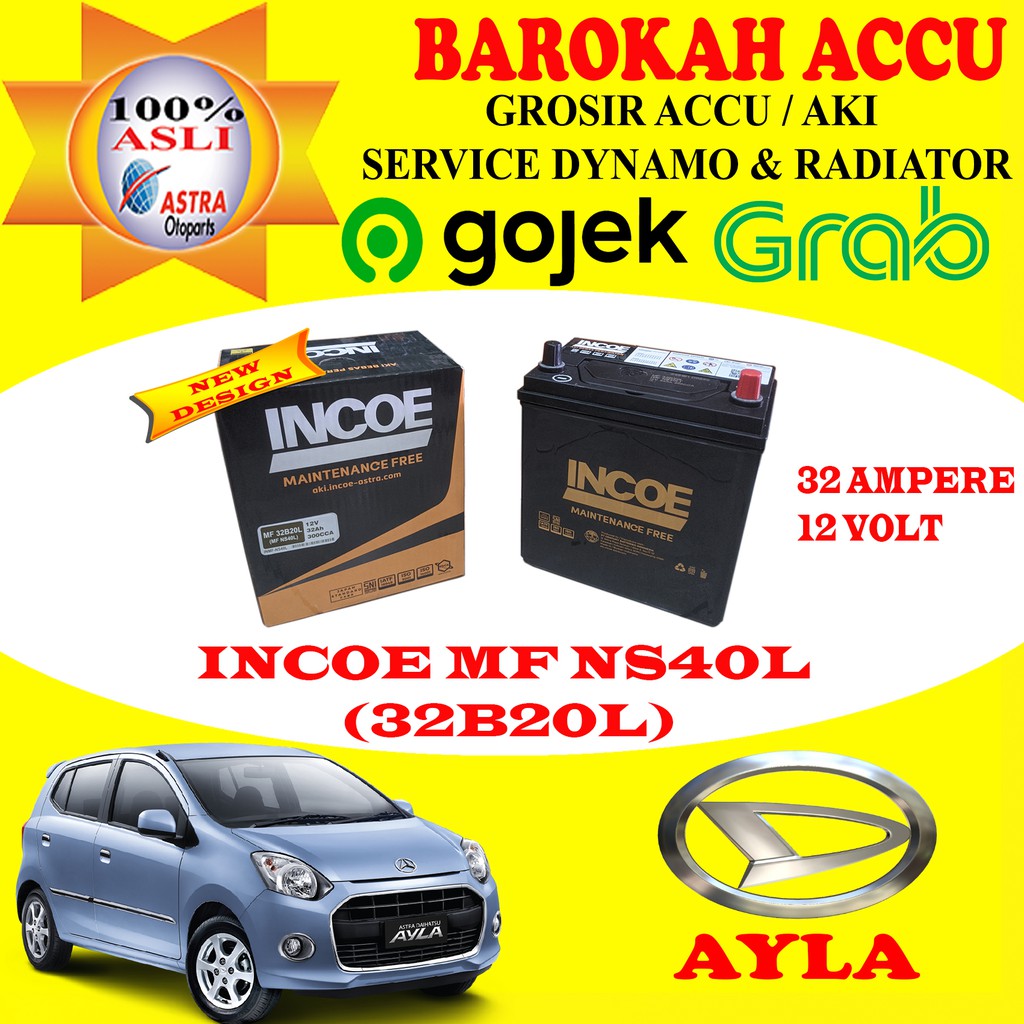 Jual AKI MOBIL DAIHATSU AYLA INCOE MF NS40L / 32B20L , 32 AH | Shopee ...