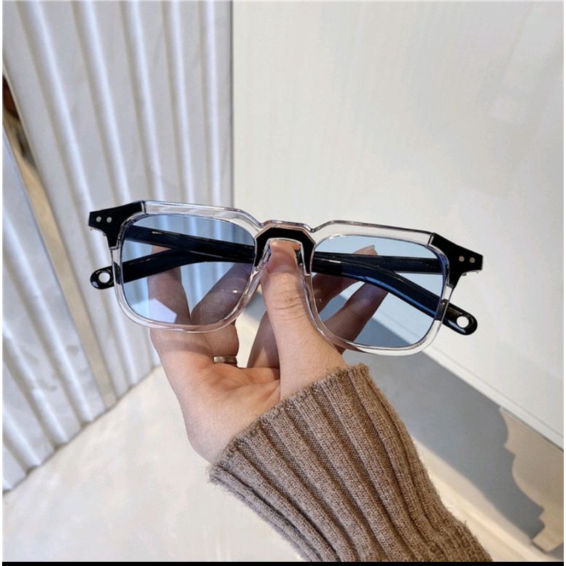 Jual kacamata kotak neo kacamata hitam pria wanita sunglasses Korean fashion | Shopee Indonesia