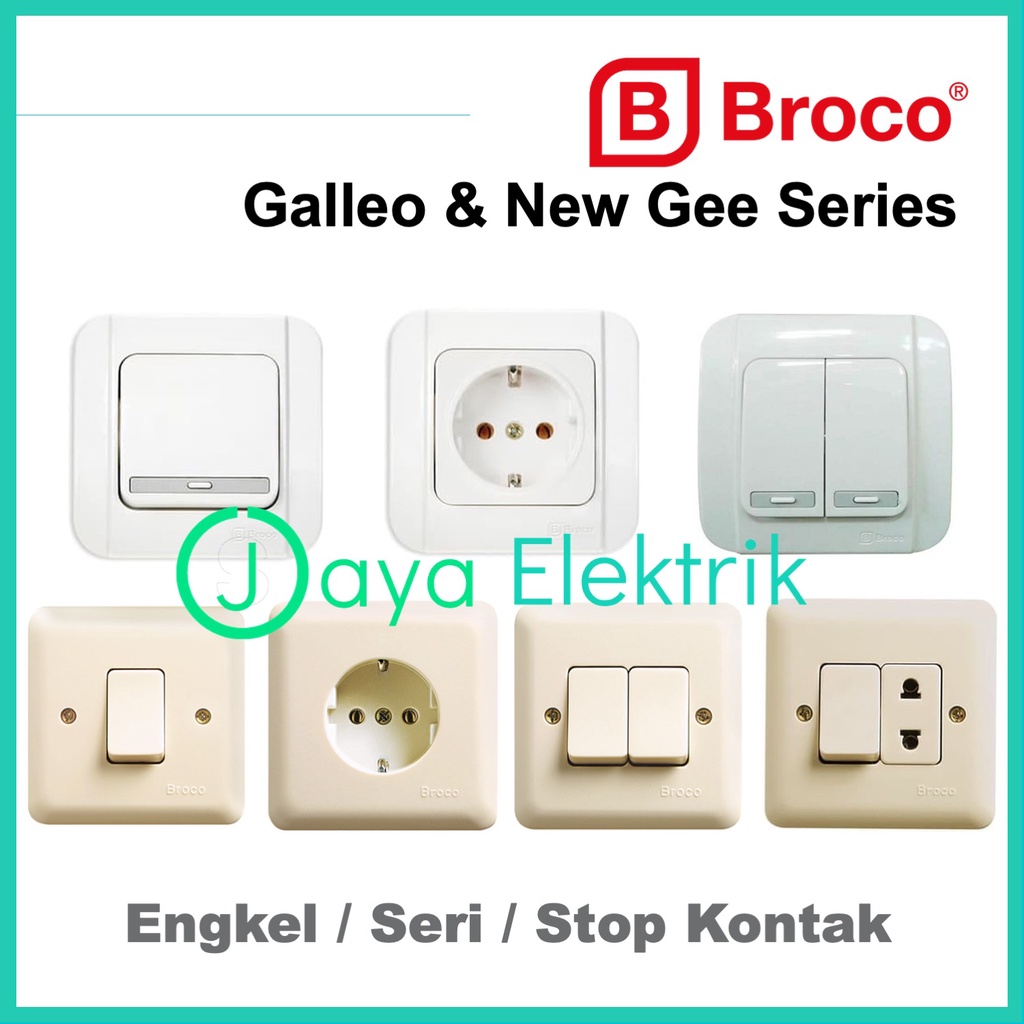 Jual BROCO Saklar Engkel Seri dan Stop Kontak Tanam - Sakelar NEW GEE ...