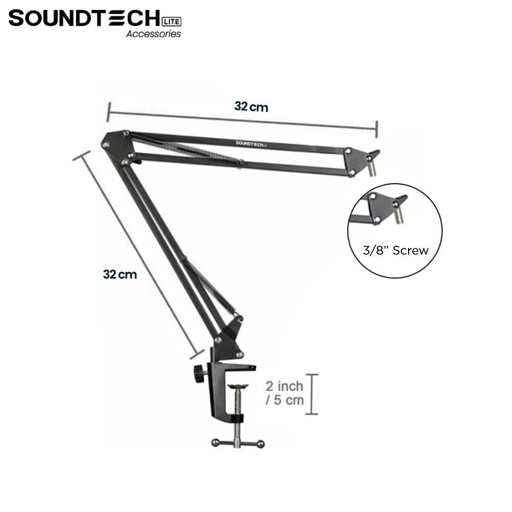 Jual SOUNDTECH Lite Arm Stand Kit for Microphone / Boom Arm Bracket Mic ...