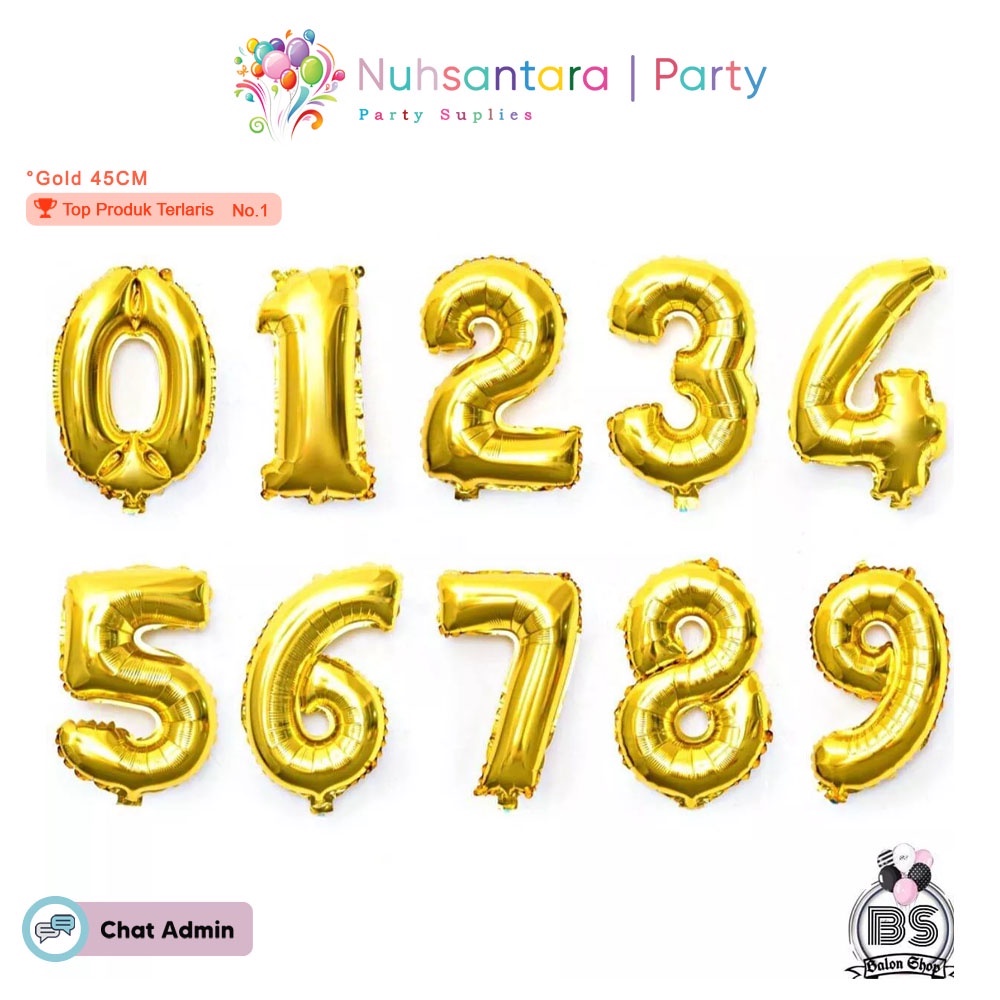 Jual Balon Angka Foil Gold 45cm / Balon Angka Pesta Selamat Ulang Tahun ...