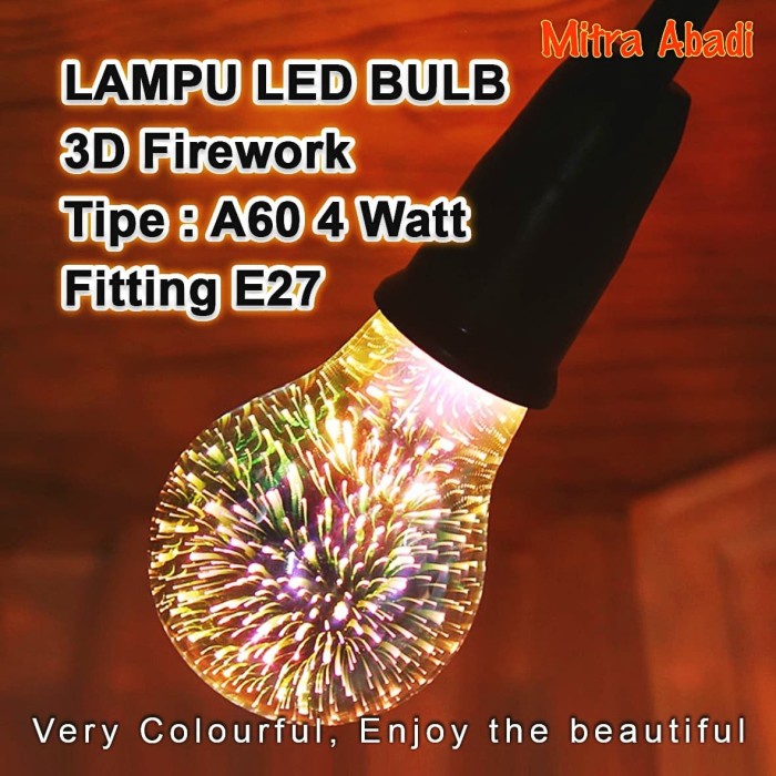 Jual Lampu Bulb LED Edison 3D Firework Vintage A60 4 Watt/4W Fitting ...