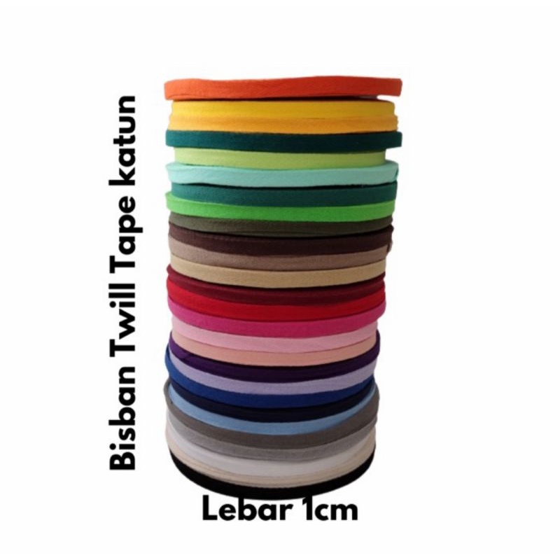 Jual 1 Rol Colorful Bisban twill tape katun lebar 1cm panjang 50 yard ...