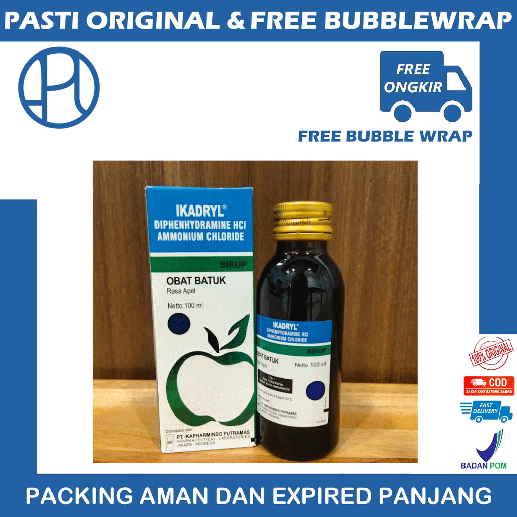 Jual IKADRYL 100ML RASA APEL SIRUP 100 ML SYRUP BATUK BERDAHAK ANAK FLU ...