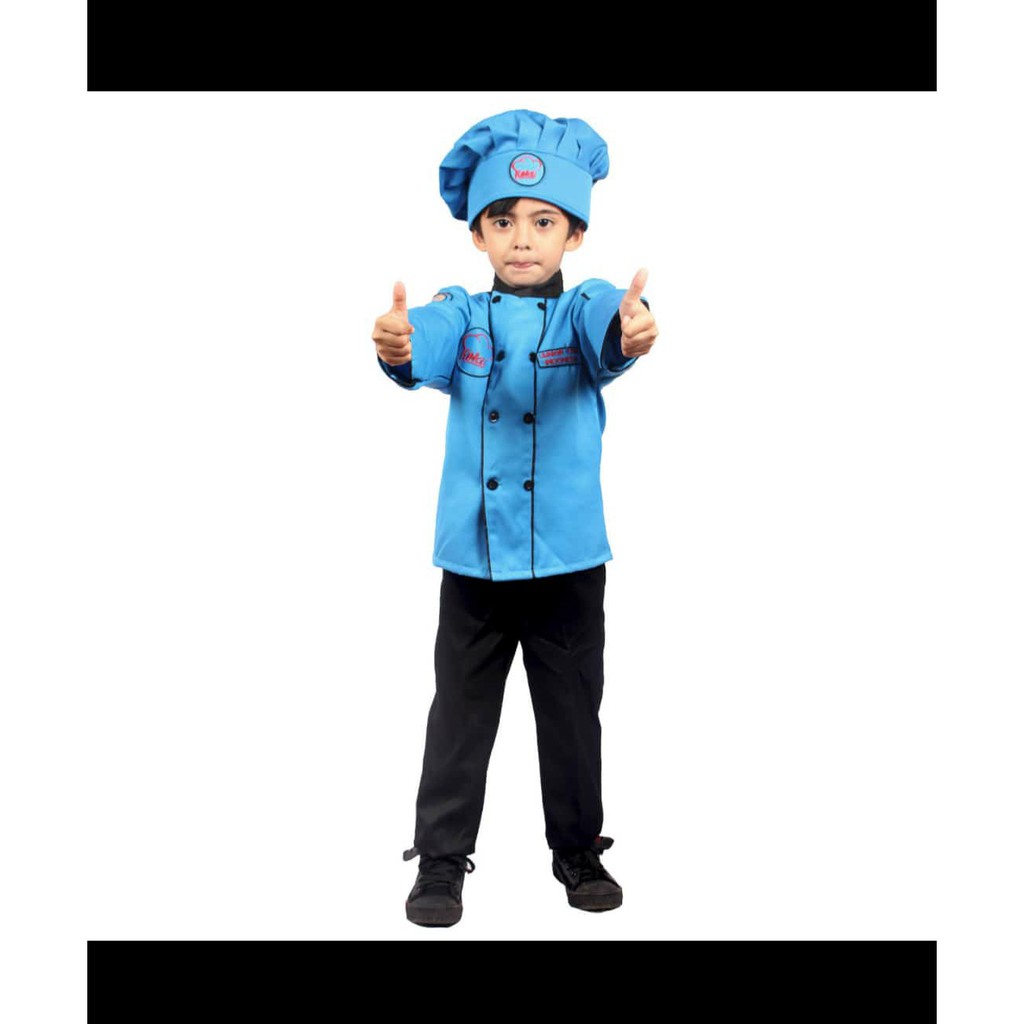 Jual PAKAIAN KOKI MASTERCHEF ANAK 3-8 TAHUN (BIRU) | Shopee Indonesia