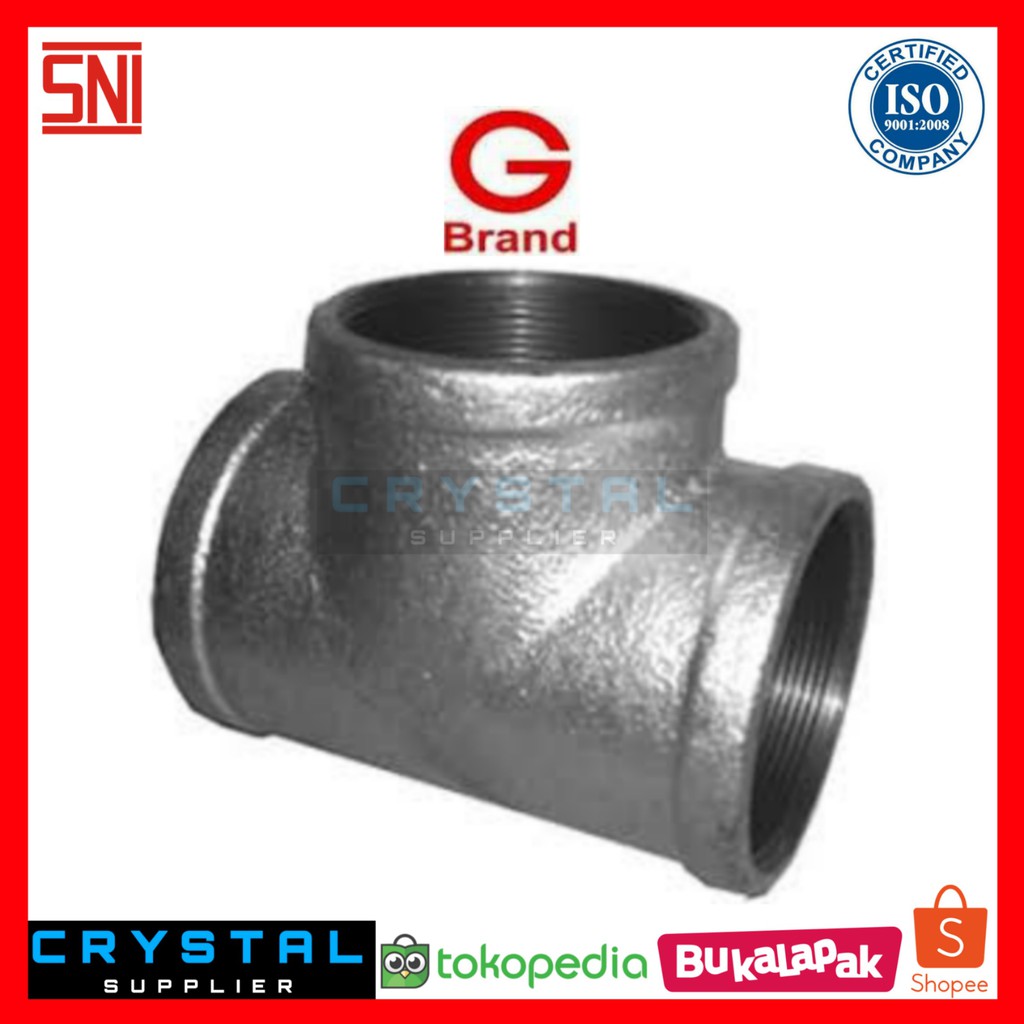 Jual TEE GALVANIS BESI 6" G BRAND DRAT BSPT / T Te | Shopee Indonesia