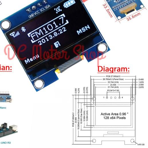 Jual OLED WHITE PUTIH 0.96 INCH I2C IIC 128X64 DISPLAY MODULE LCD ...