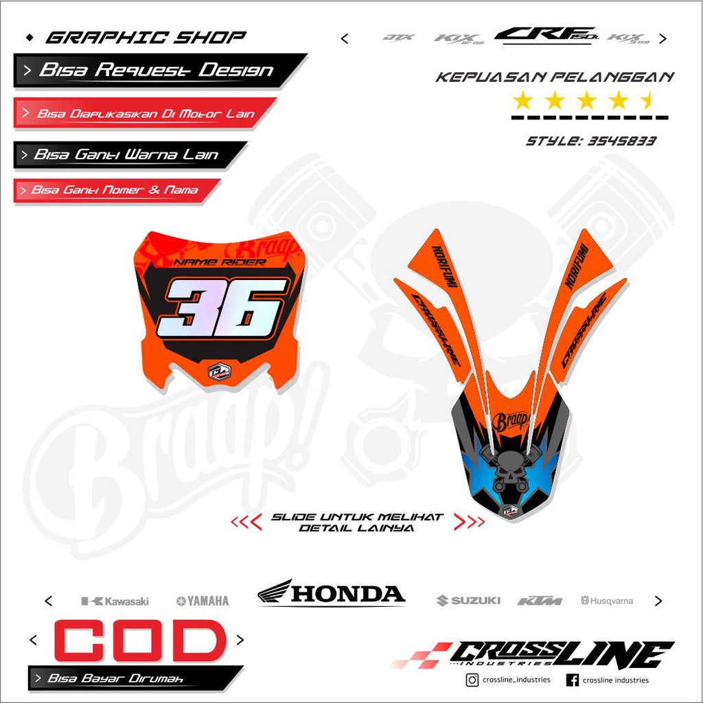 Jual Decal Papan Nomer 250 & Slebor CRF 150 | Shopee Indonesia