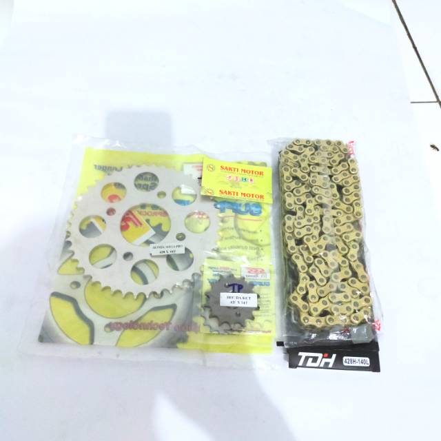 Jual Gear set SSS 428+ Rantai TDH Gold Gear Gir megapro new,CB 150 R, verza | Shopee Indonesia