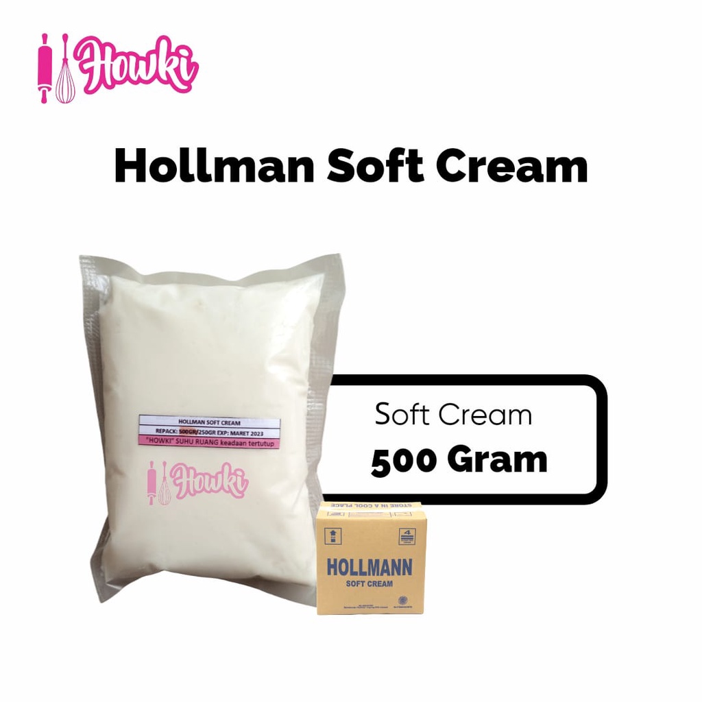 Jual Hollman Soft Cream Repack 500gr (bahan plembut buttercream ...