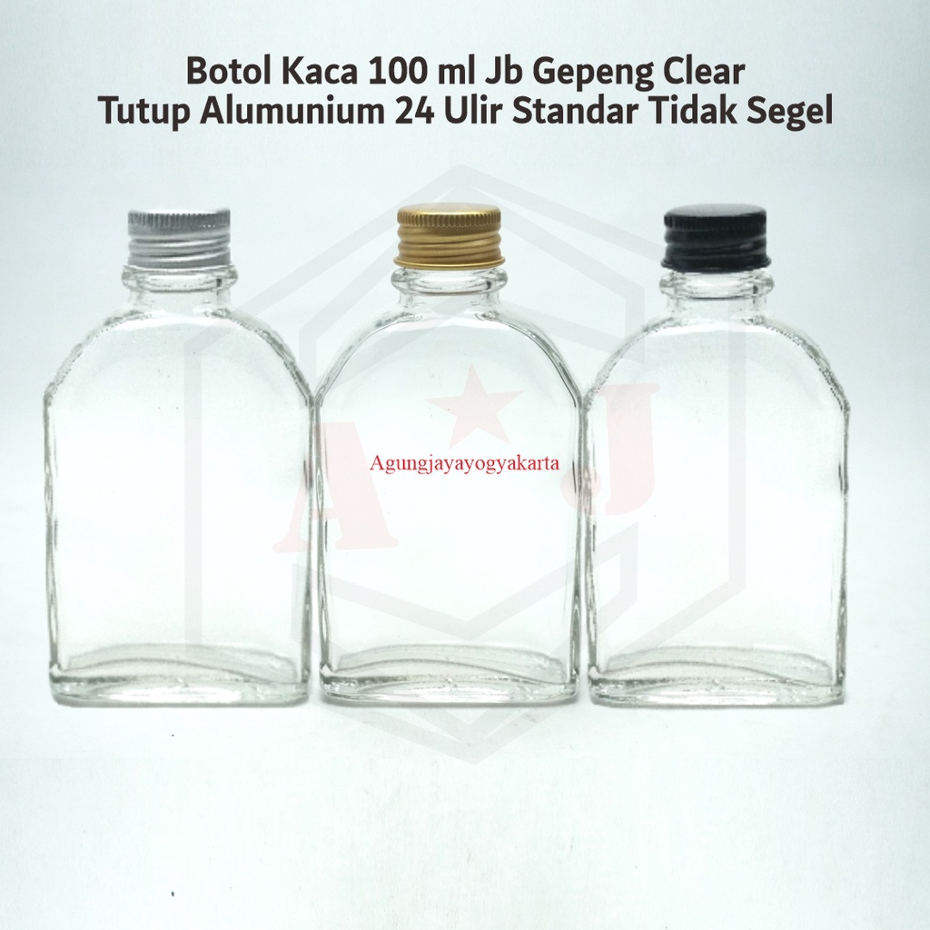 Jual Botol Kaca 100 ml Gepeng Clear Alumunium N 24 | Shopee Indonesia