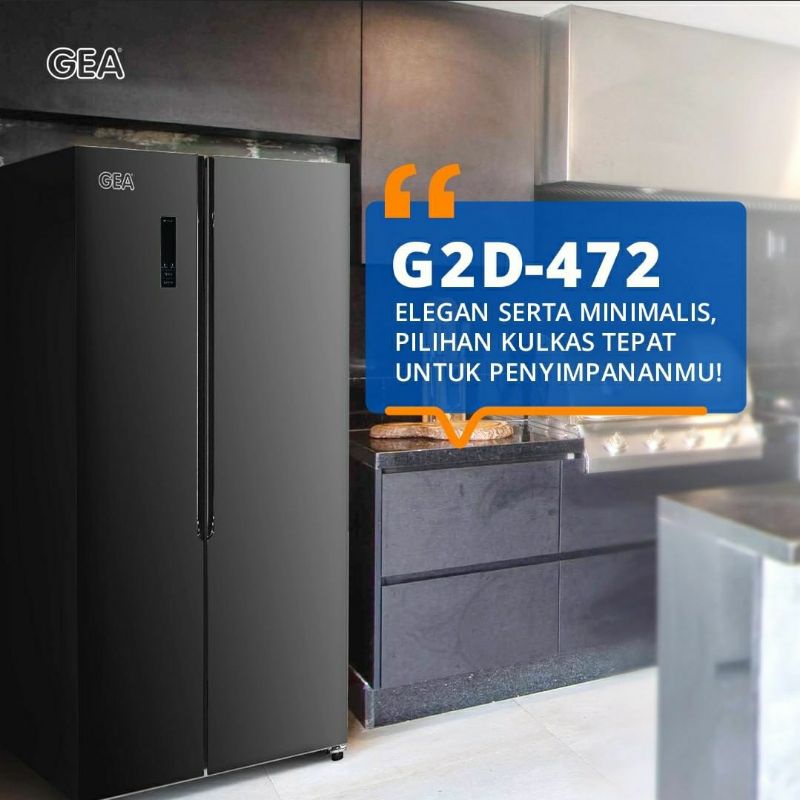Jual Kulkas GEA G2D 472 (Black Glass) / Kulkas GEA Side By Side / Free Ongkir Lubuklinggau ...