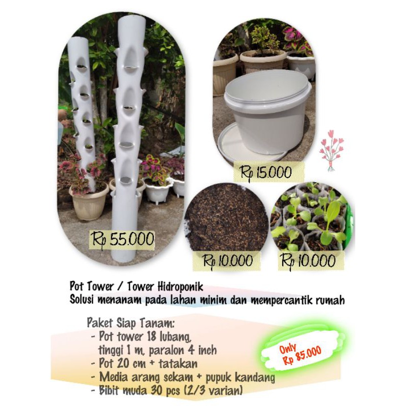 Jual Tower hidroponik pot vertikal pot tower 1 m | Shopee Indonesia