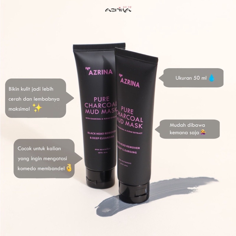 Jual [FREE GIFT] AZRINA PURE CHARCOAL MUD MASK / masker azrina / azrina ...