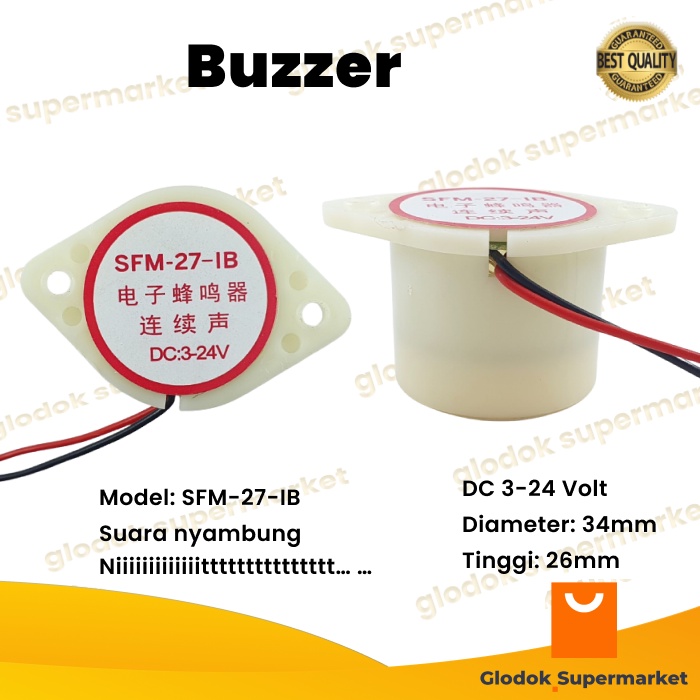 Jual Buzzer SFM-27 Bazer Continous Alarm DC 3-24v Buzer Speaker Body Tebal | Shopee Indonesia