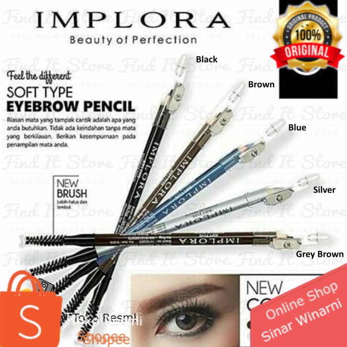 Jual Implora soft type eyebrow pencil pensil alis BPOM Original - Black ...