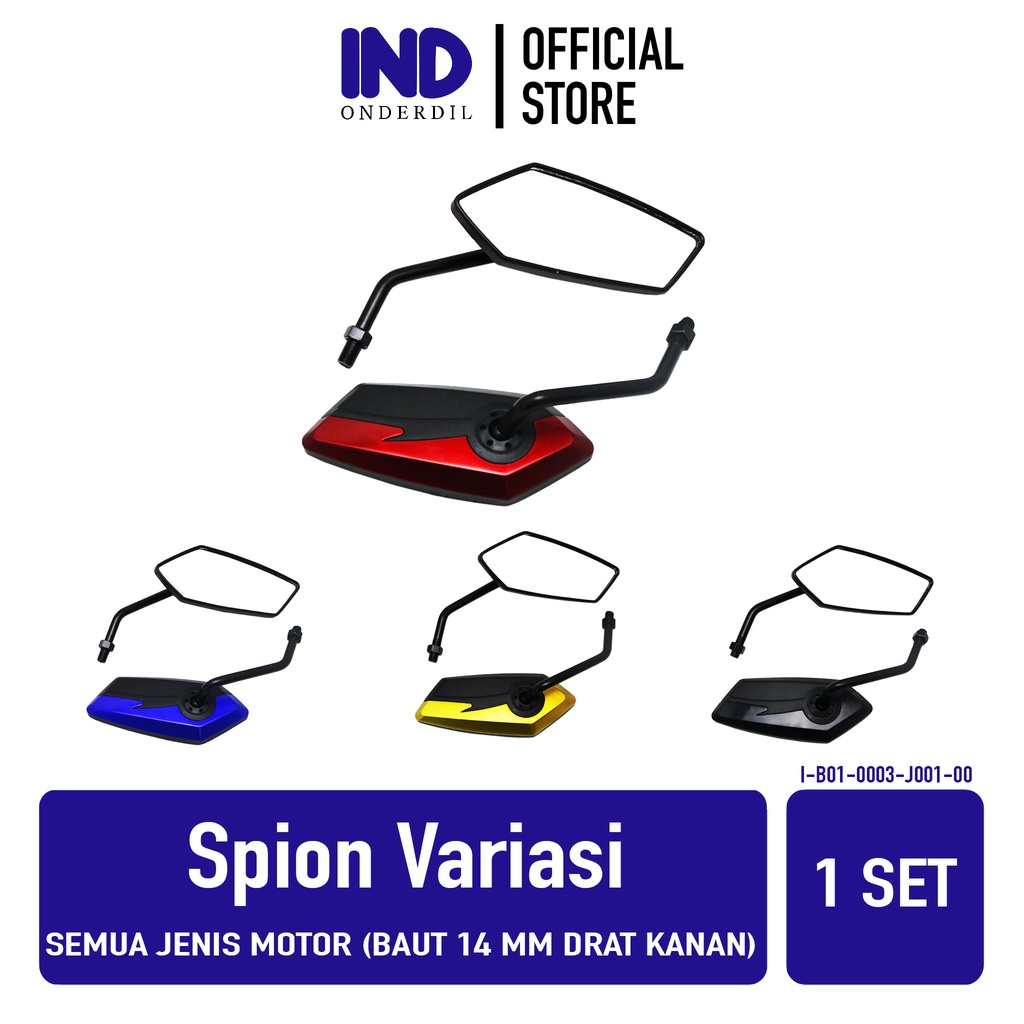 Jual IND Onderdil Spion-Sepion-Kaca Set Variasi J001 Semua Jenis Motor Honda Drat Kanan Baut 14 ...