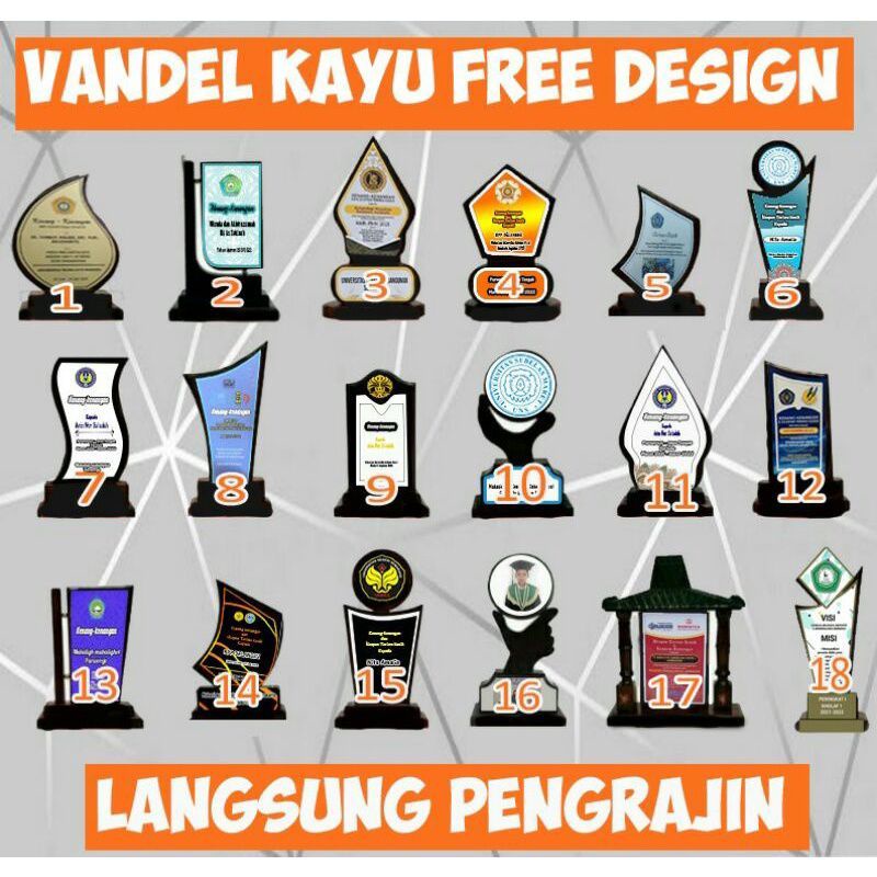 Jual vandel kayu / piagam kayu /piala kayu custom | Shopee Indonesia