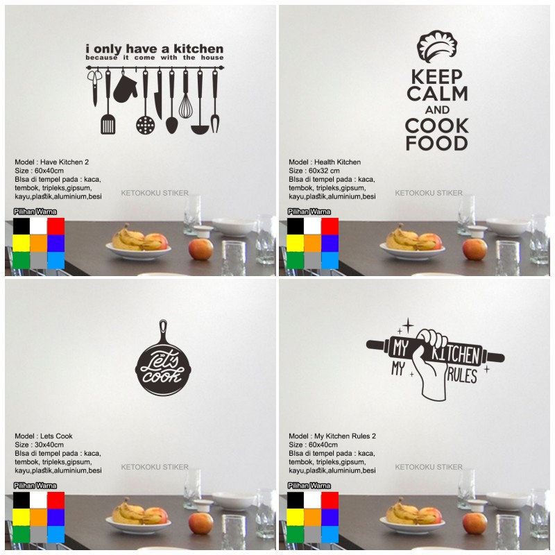 Jual Sticker Dinding Dapur Kitchen Rules Rumah Kafe Cutting Stiker bisa ...