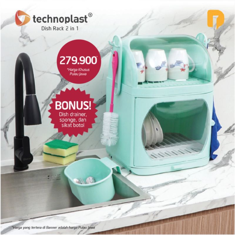 Jual Peniris Alat Makan Technoplast Dish Rack 2 in 1 | Shopee Indonesia