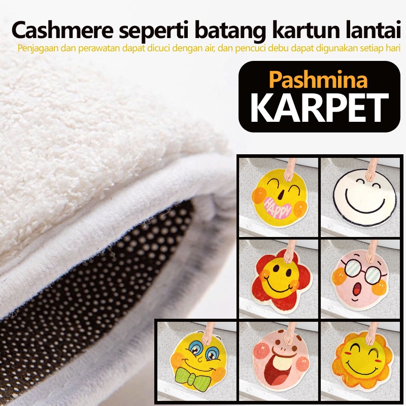 Jual 80cm Karpet Kamar Tidur Bulat Kartun Smiley Lantai Tikar Rumah ...