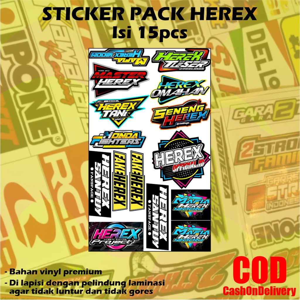 Jual STIKER PACK HEREX ISI 10/23 Stiker HEREX Stiker Motor HEREX ...