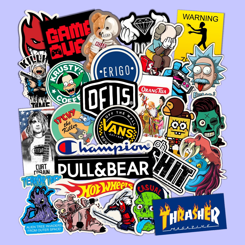 Jual 28 Pcs Stiker Die Cut Hypebeast Logo Clothing Brand Aesthetic ...