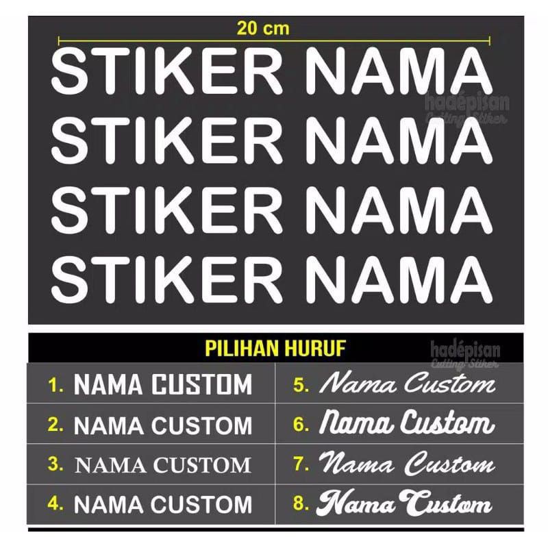 Jual Sticker Nama,custom nama,sticker cutting nama helm,laptop motor ...