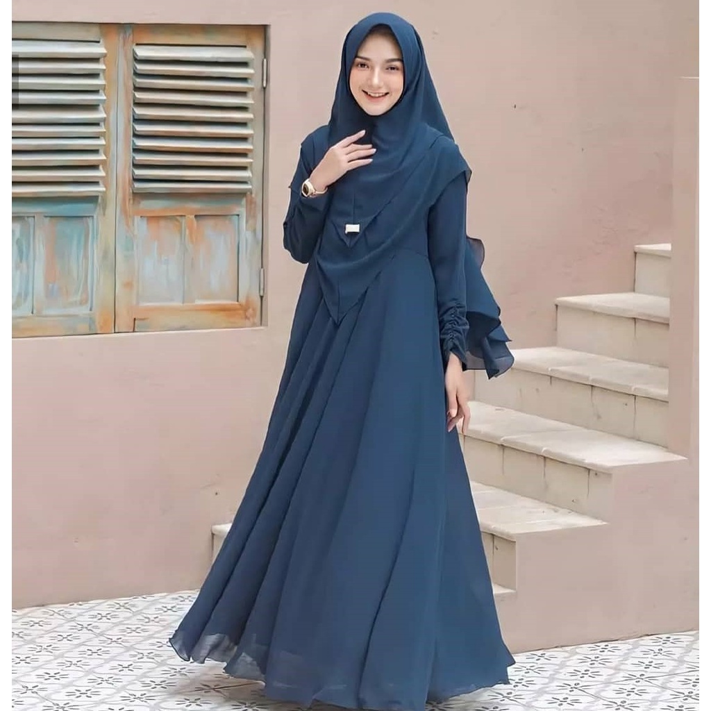 Jual Gamis Syari Hijab 2 layer/Gamis Syar'i Jumbo/Mayra Syar'i Hijab | Shopee Indonesia
