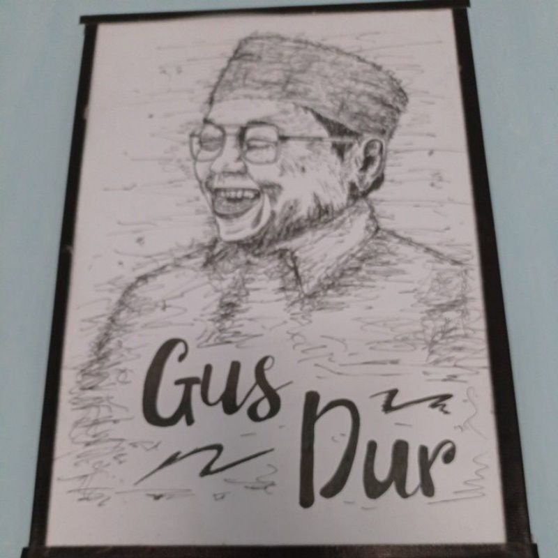 Jual Lukisan Wajah Scrible art bisa custom bisa tokoh besar ulama(Gus ...