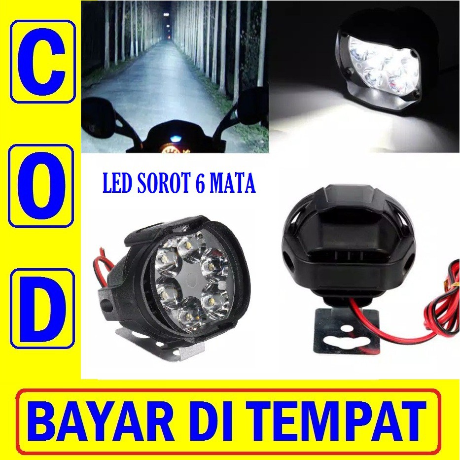 Jual PAC 1P LED 6 MATA BULAT Sorot 12 Volt Motor Mobil Lampu Tembak ...