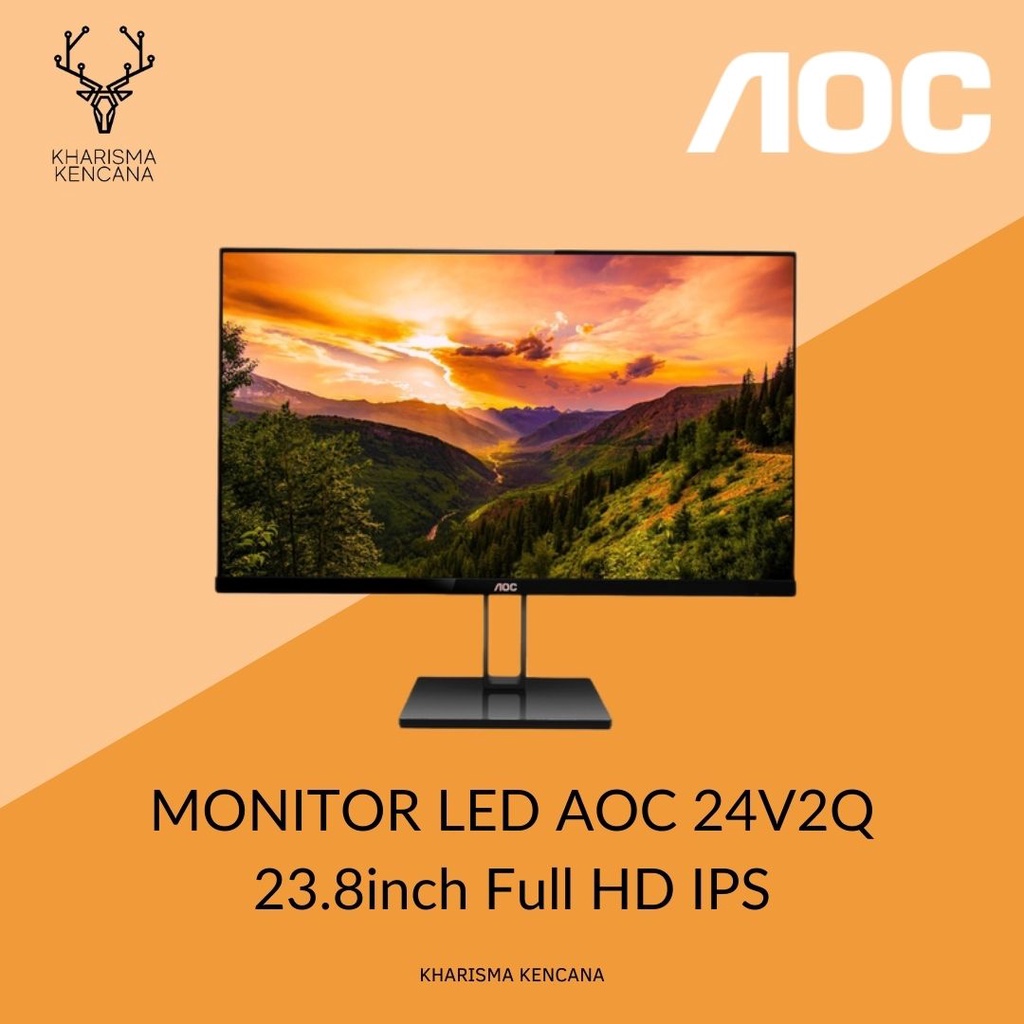 Jual AOC 24V2Q 23.8inch monitor LED FHD IPS | Shopee Indonesia