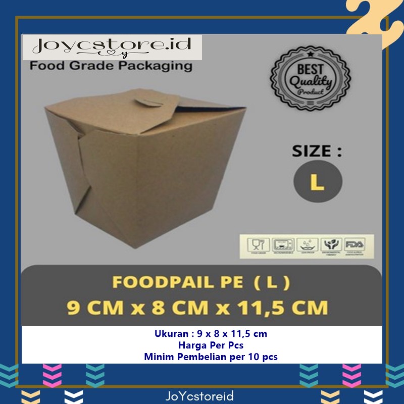 Jual FOOD PAIL KRAFT/RICE BOX COKLAT/PAPER LUNCHBOX/NOODLE BOX - UKURAN ...