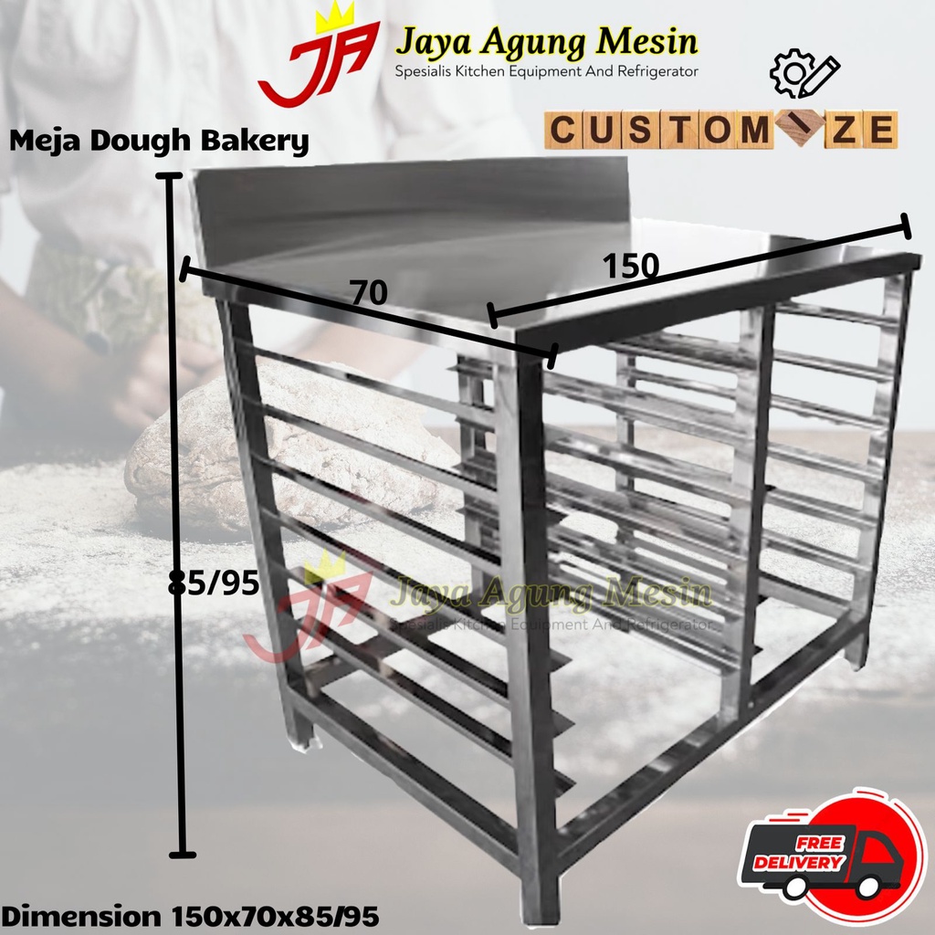 Jual Meja Dough Bakery with backsplash 150 x 70 x 85/95 | Shopee Indonesia