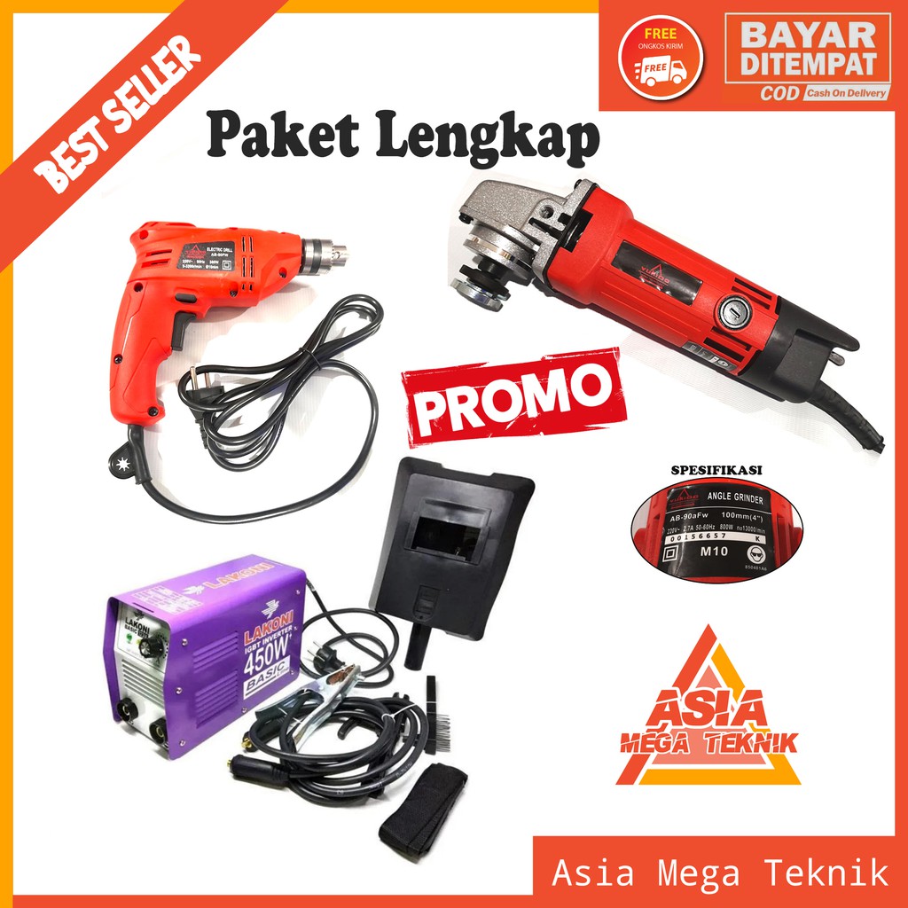 Jual PAKET HEMAT!!! MESIN LAS LAKONI BASIC 450 WATT GERINDA YUKIDO DAN ...