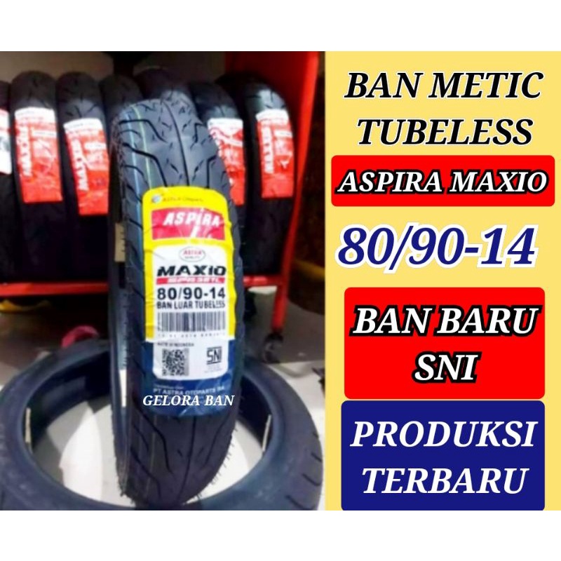 Jual ban montor metic tubeless aspira maxio 80/90-14 ban honda beat ...