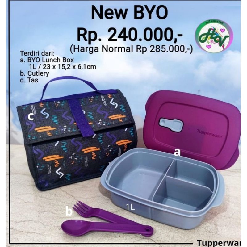 Jual tempat makan byo new abu ungu tupperware 1 liter | Shopee Indonesia