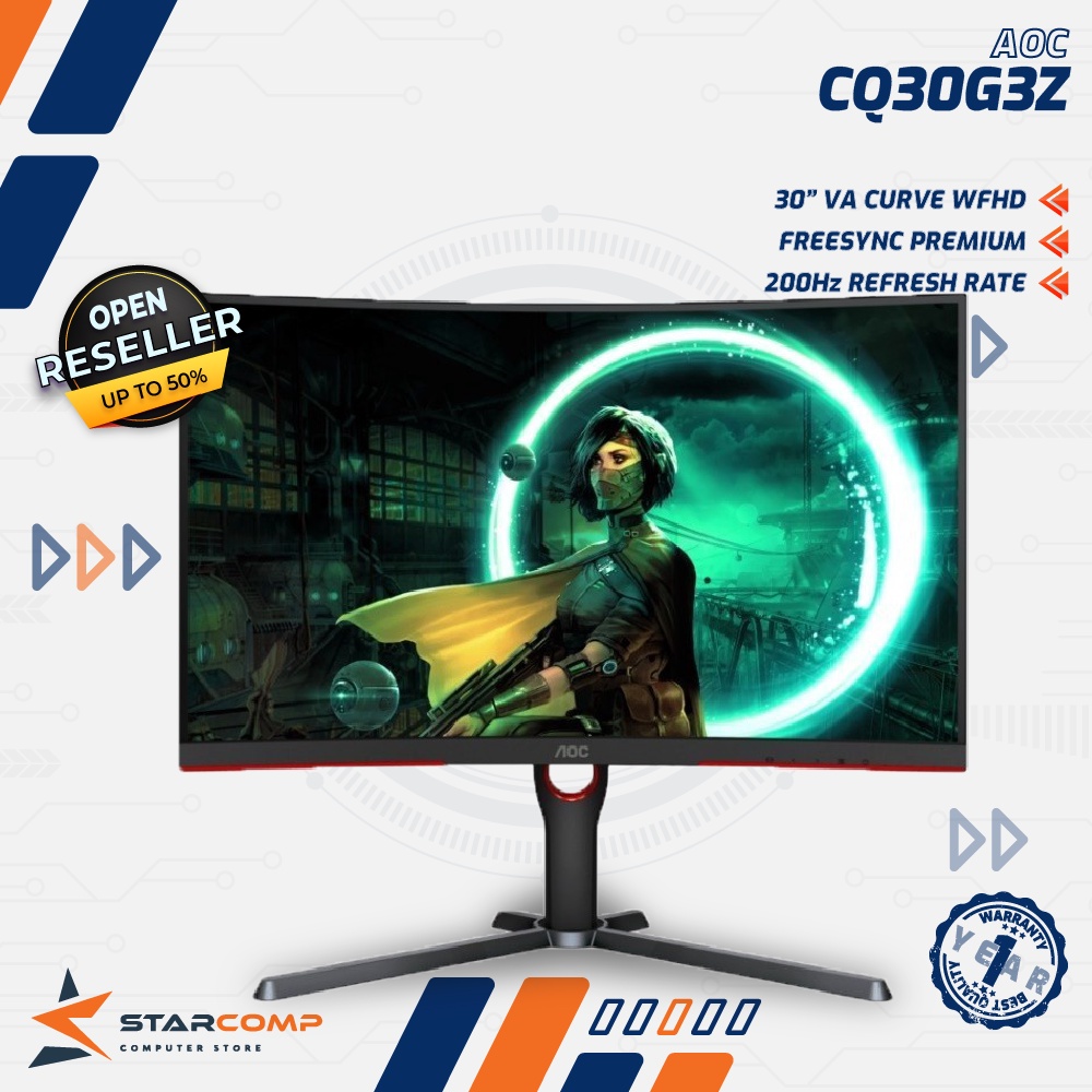 Jual AOC CQ30G3Z 30 Inch Monitor Gaming Curved 200Hz 0.5ms HDR10 ...