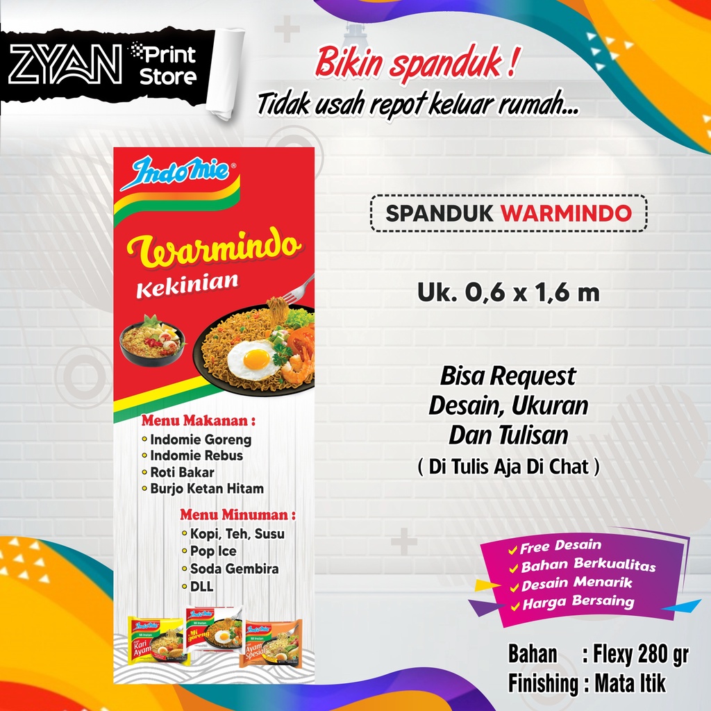 Jual SPANDUK BANNER WARMINDO WARUNG INDOMIE | Shopee Indonesia
