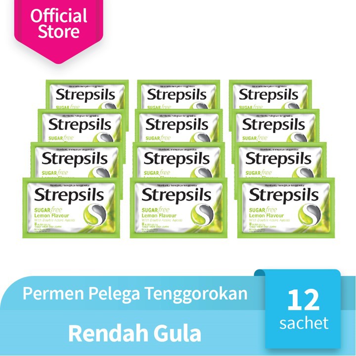 Jual Strepsils Sugar Free Rasa Lemon isi 8 butir x 12 Sachet- Permen ...