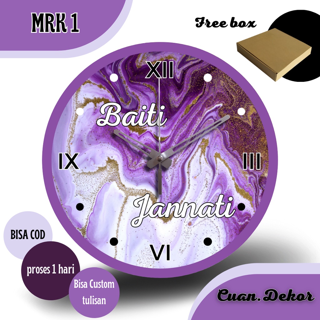 Jual JAM DINDING KAYU TEMA MARMER UNIK DEKORASI KAMAR RUMAH AESTHETIC ...