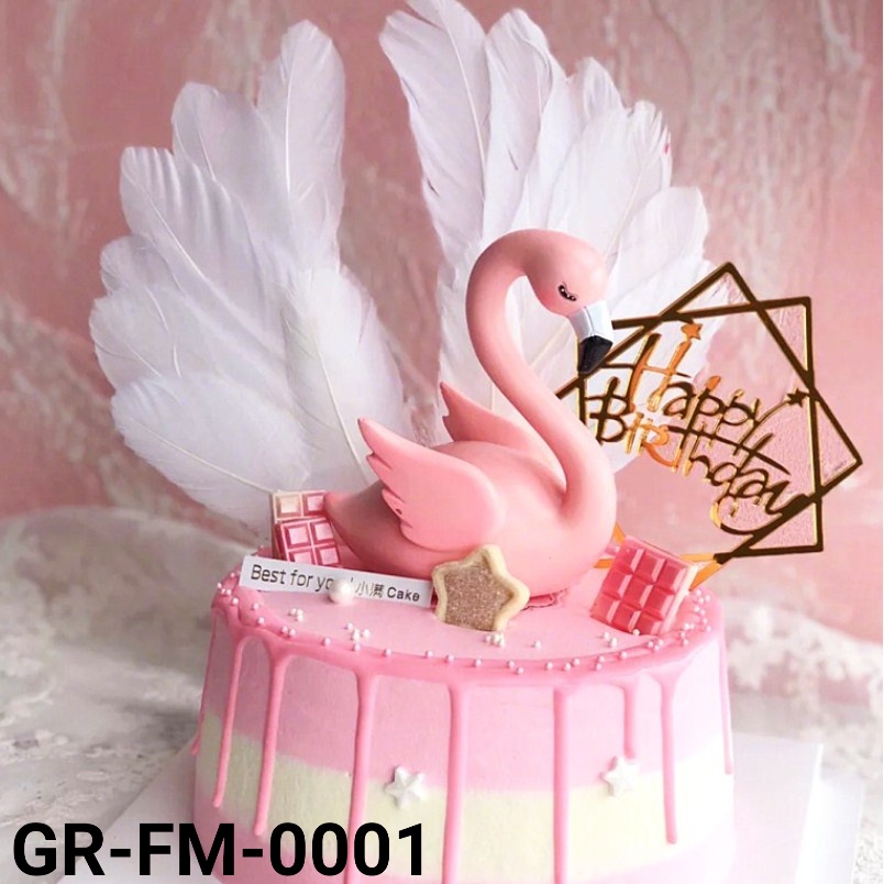 Jual GR-FM-0001 Cake topper hiasan kue figurine burung flamingo pink yamama baking | Shopee ...
