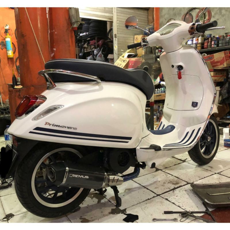 Jual knalpot remus header blue for vespa matic | Shopee Indonesia