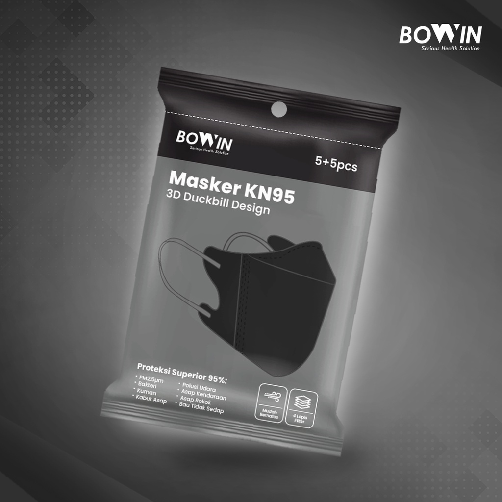 Jual Bowin Masker KN95 - Duckbill 3D (Filter ≥95% BFE PFE) Masker Medis ...