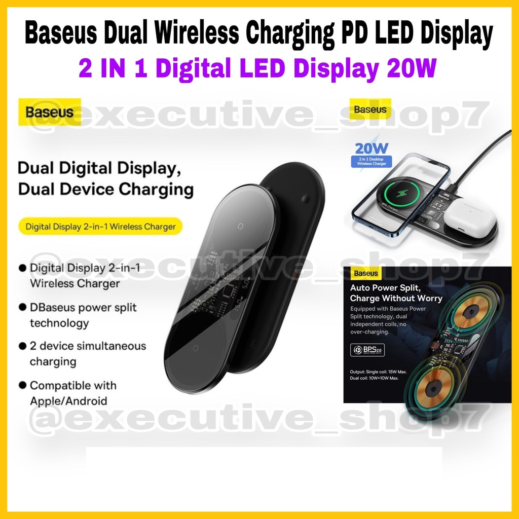 Jual Baseus Dual Wireless Charging PD LED Display 2 IN 1 Digital LED ...