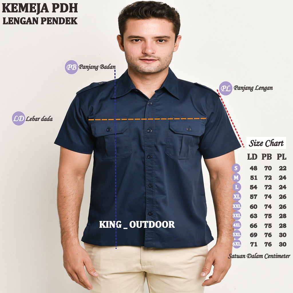 Jual KEMEJA KERJA LENGAN PENDEK UKURAN JUMBO (5XL-6XL) WARNA HIJAU ARMY ...