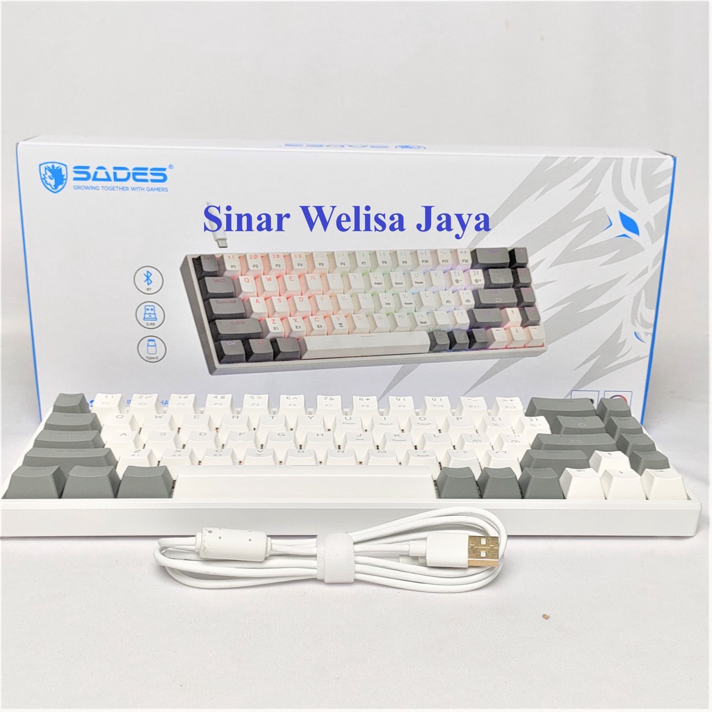 Jual Sades Kunai Wireless Mechanical Gaming Keyboard White-Grey SK-868 | Shopee Indonesia