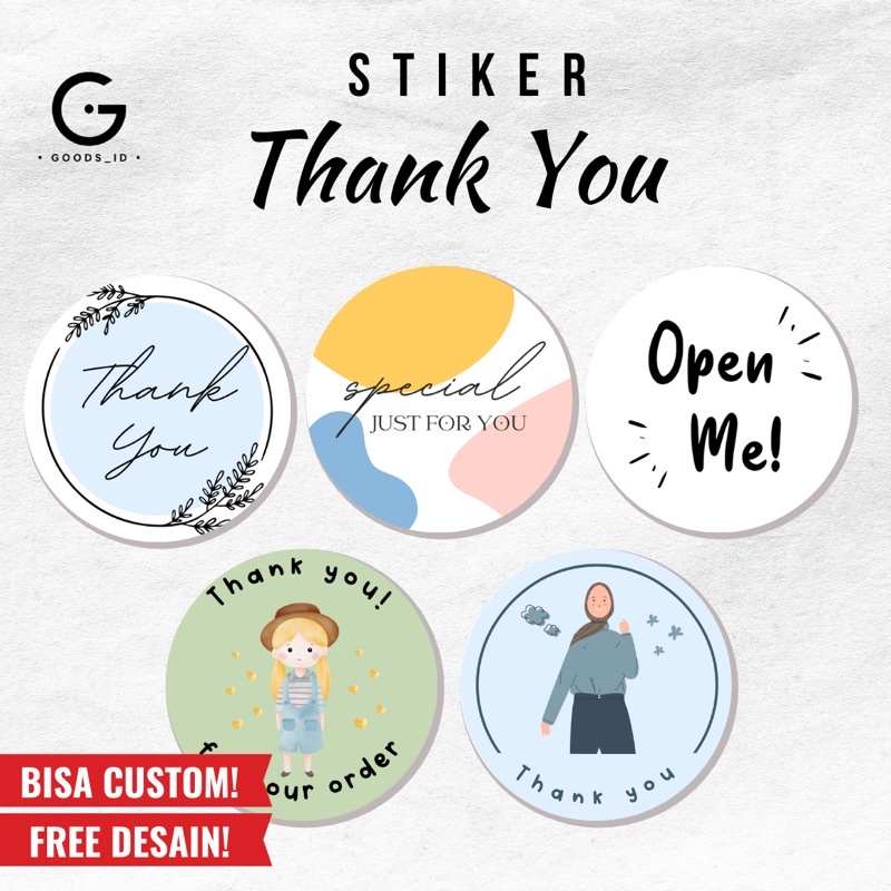 Jual Stiker Thank You/Stiker Label Olshop/Seal/Packaging/Sticker Cute ...